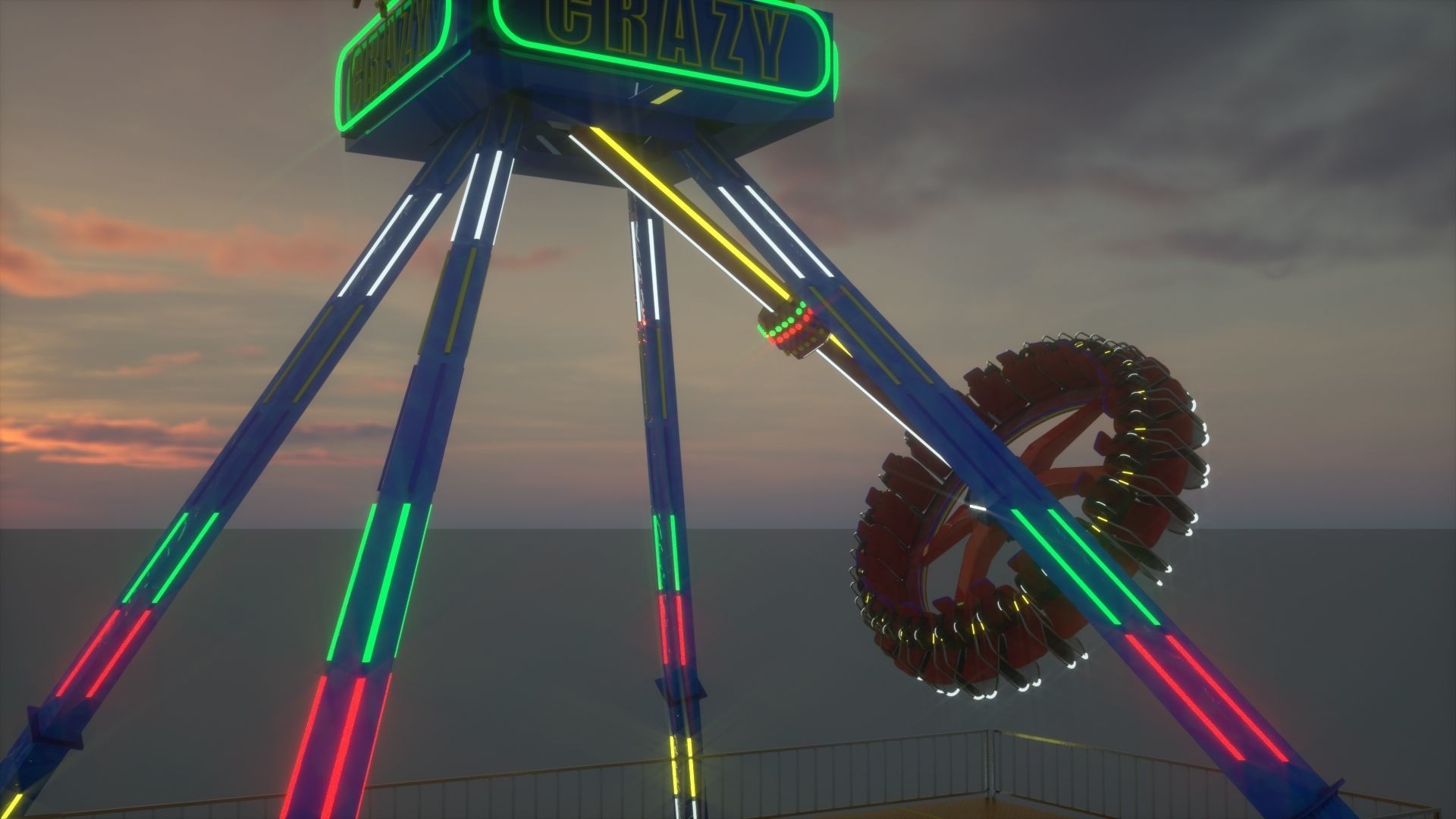 3D Funfair Crazy Vertical Rider model 3D model | CGTrader