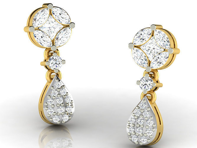 Solitaire Women Earring 3D model 3D printable | CGTrader