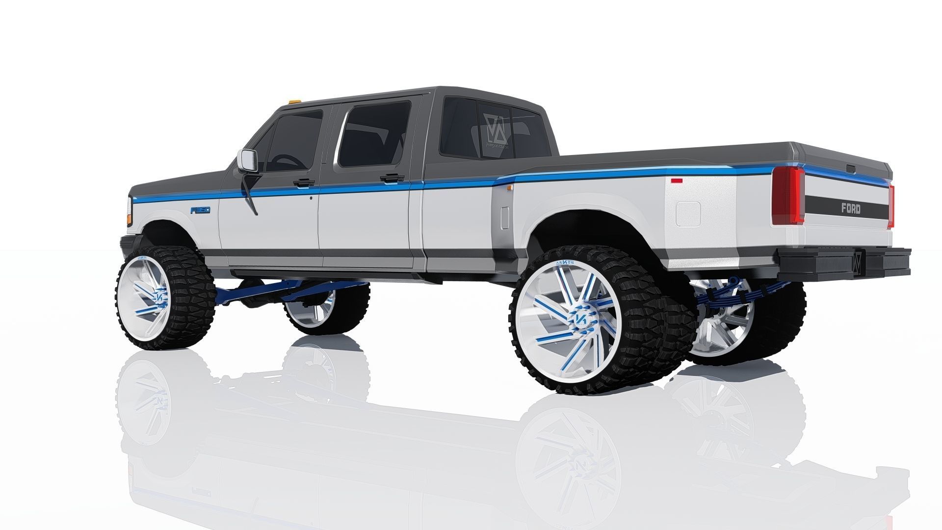 OBS Ford F350 Crew Cab Dually 1992 3D model | CGTrader