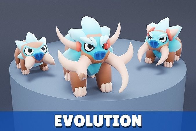 3D model Cartoon Characters - Evolution Mamooth Warriors VR / AR / low ...