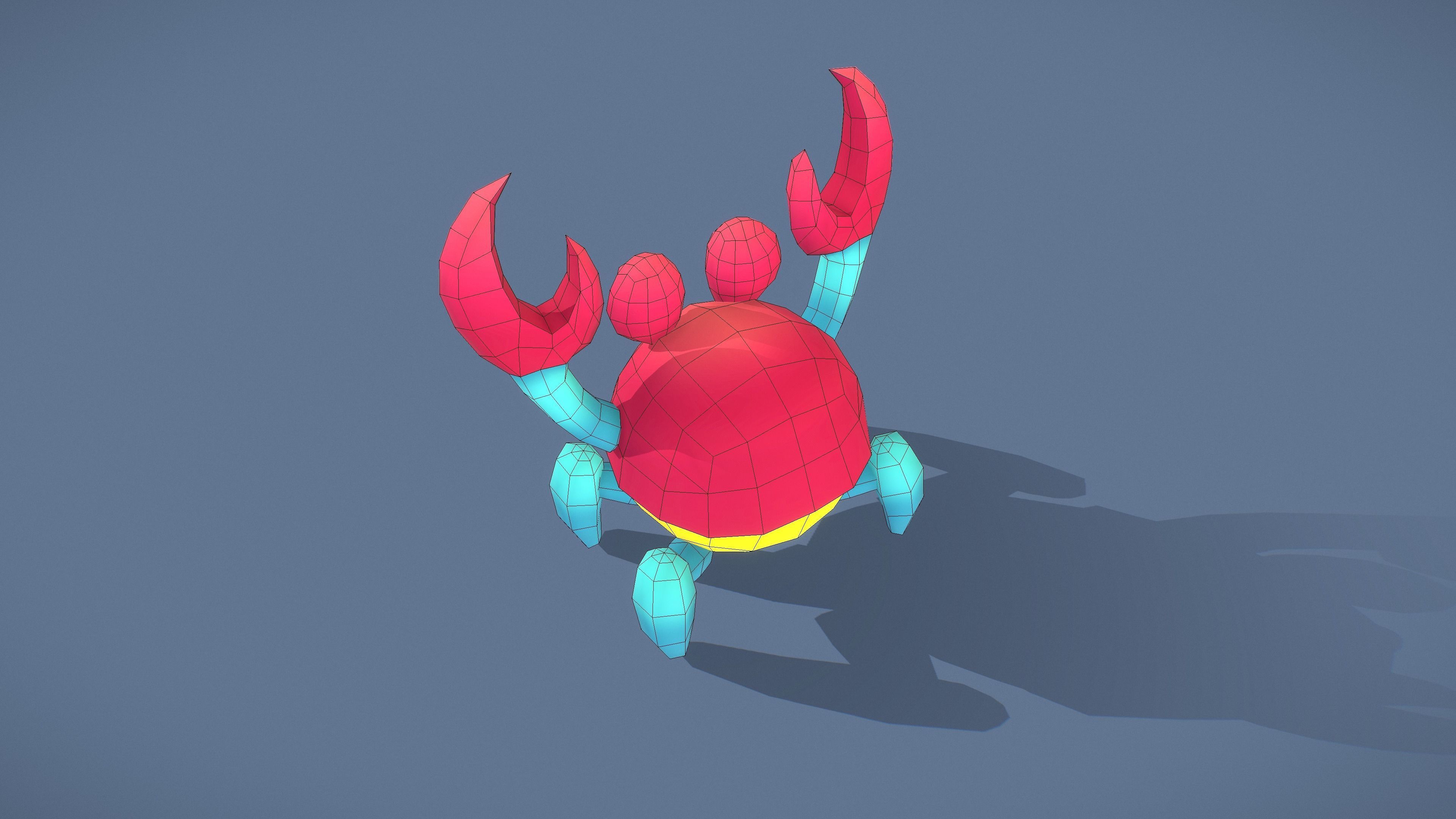 3D model Cartoon Characters - Small Mad Crab Warrior VR / AR / low-poly ...