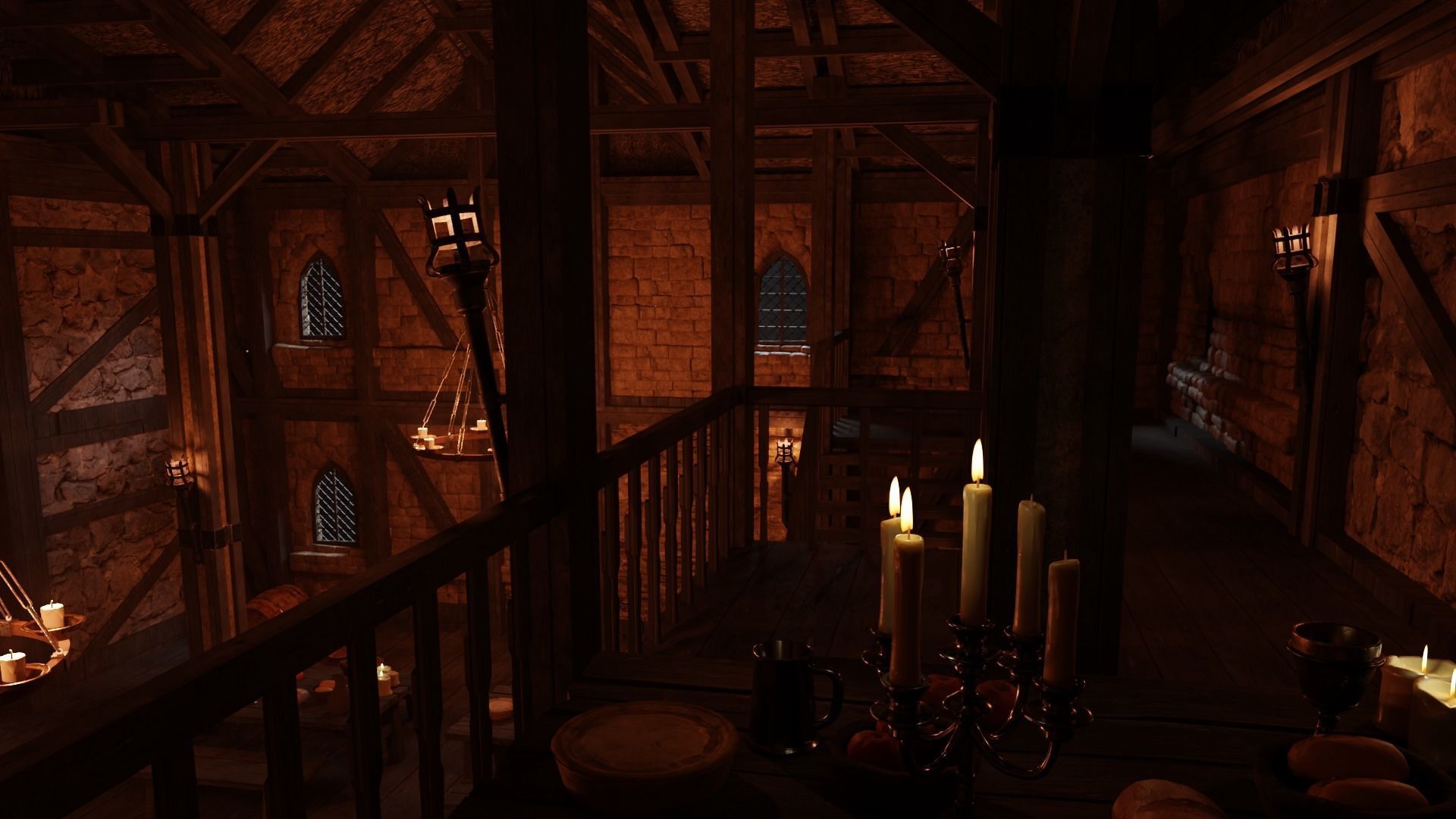3D model Medieval Tavern Interior and Exterior VR / AR / low-poly ...