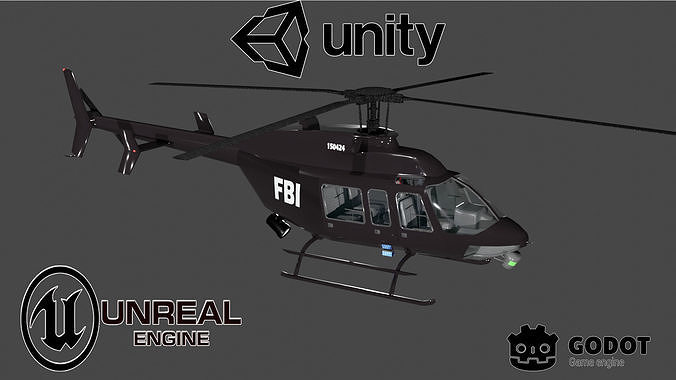 3D model helicopter FBI VR / AR / low-poly | CGTrader