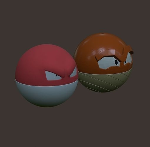 Voltorb and Voltorb Hisuian pokemon high-res 3D model 3D printable ...