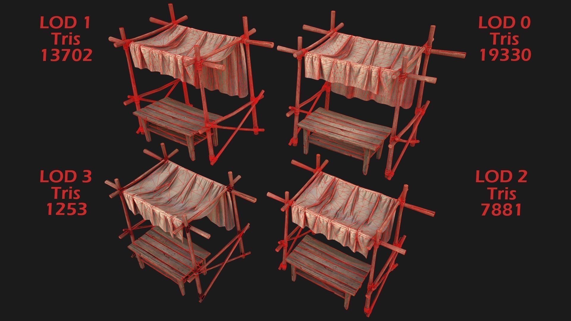 3D model Medieval Market Stalls Tent Pack VR / AR / low-poly | CGTrader