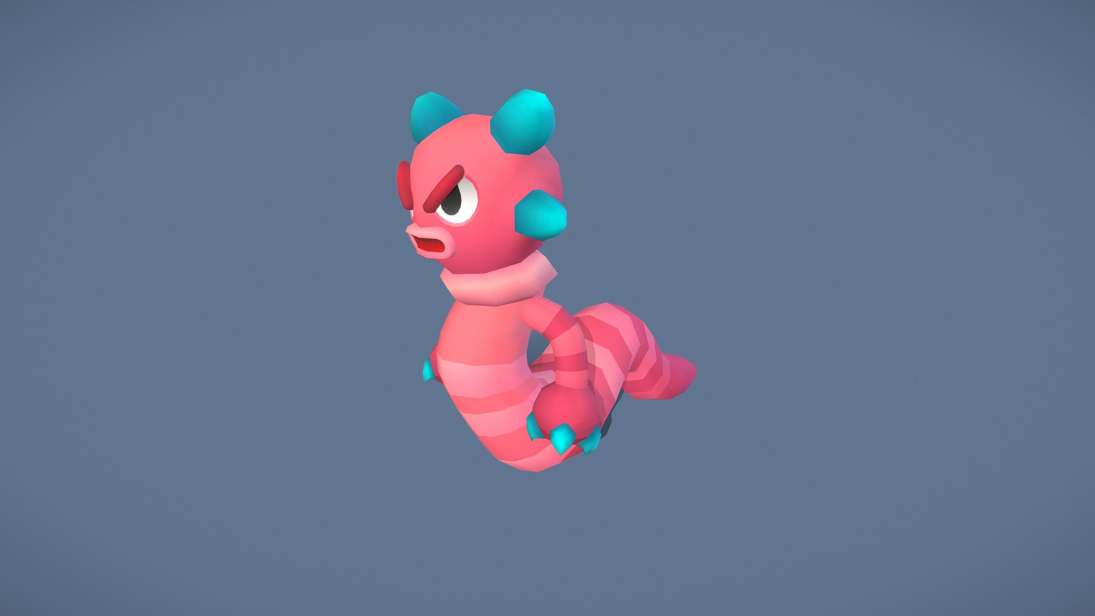 3D model Cartoon Characters - Big Worm Warrior VR / AR / low-poly ...