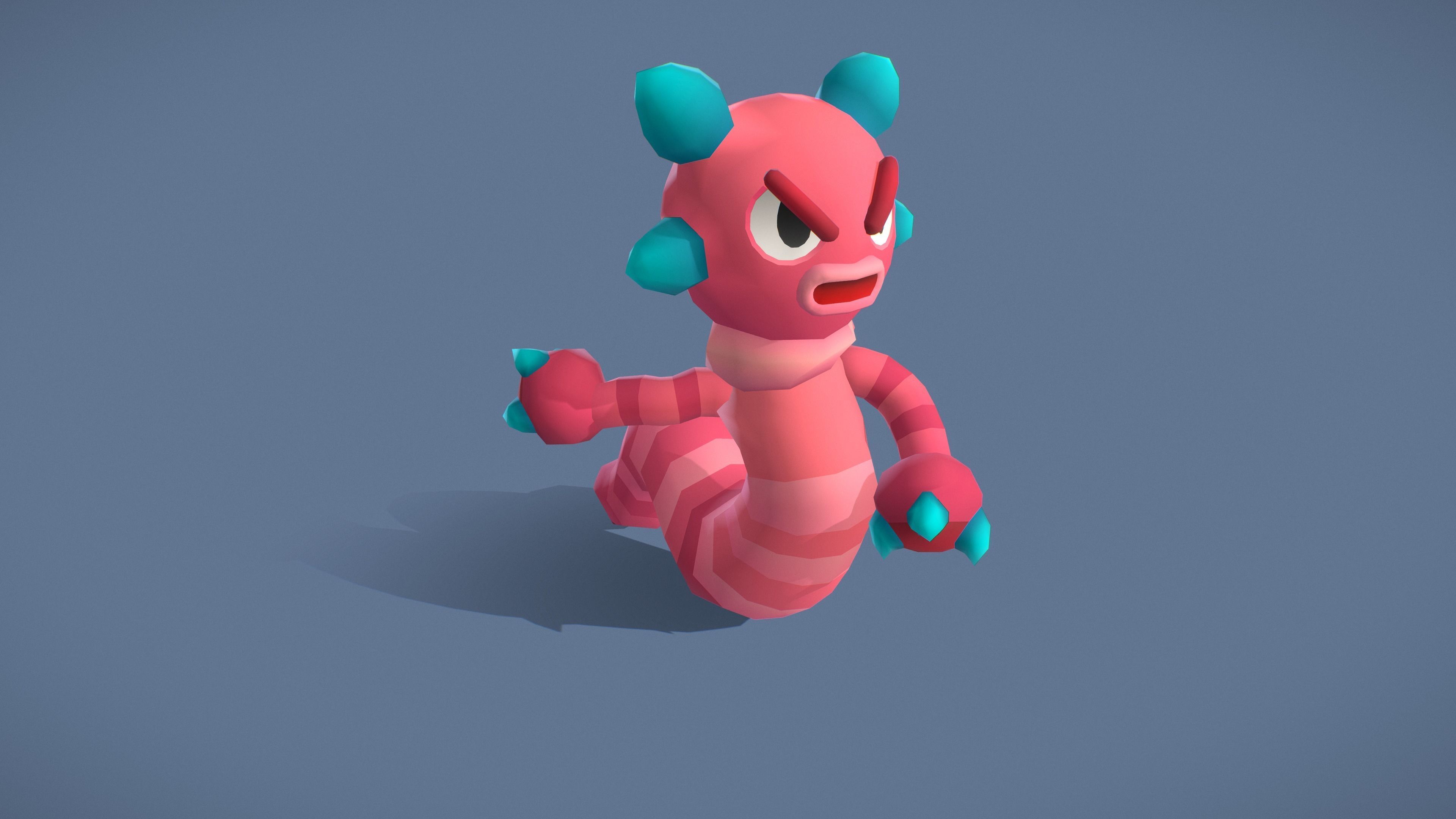 3D model Cartoon Characters - Big Worm Warrior VR / AR / low-poly ...