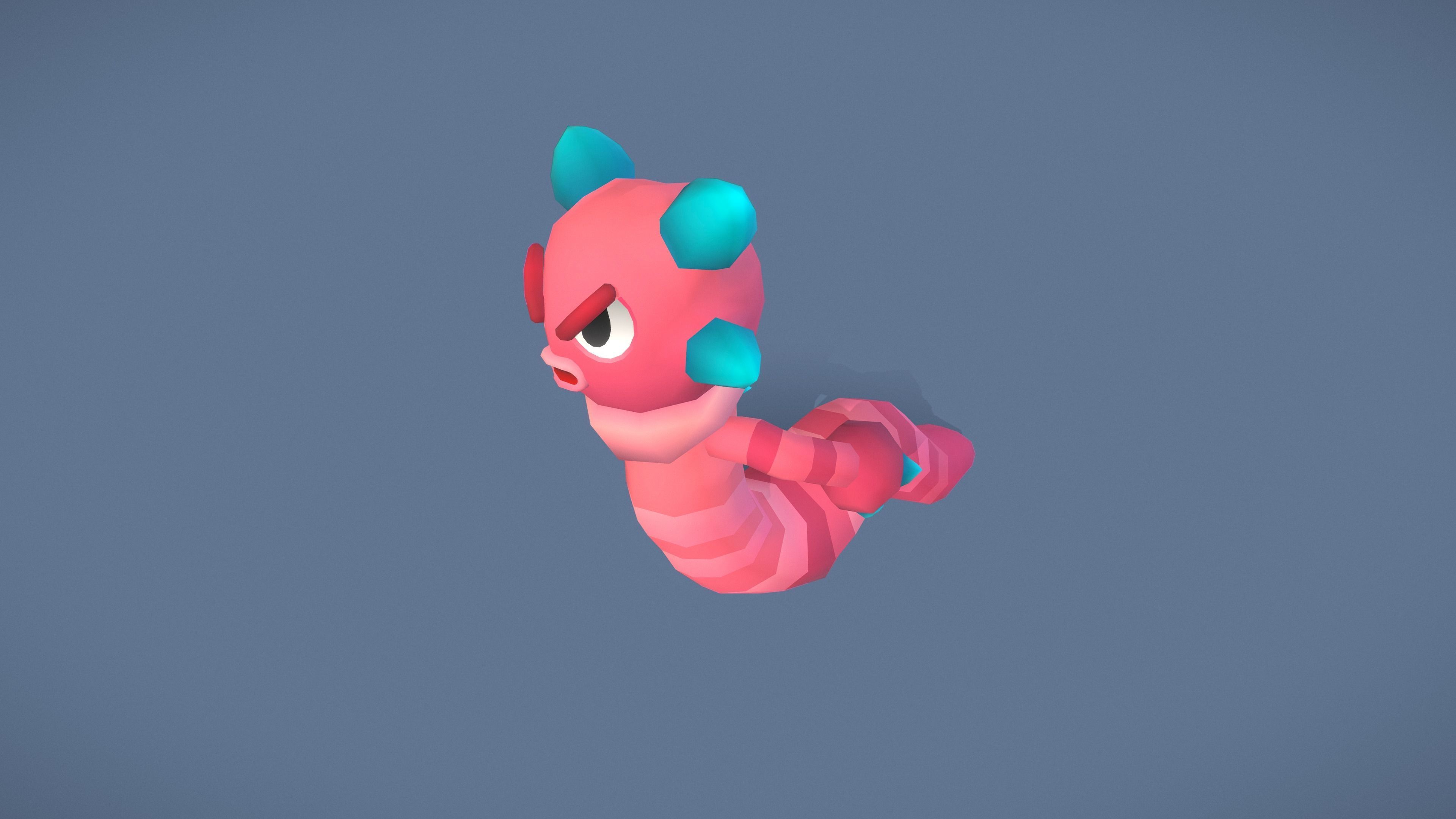 3D model Cartoon Characters - Big Worm Warrior VR / AR / low-poly ...