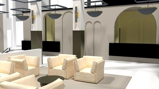 Foyer interior of building 3D model | CGTrader
