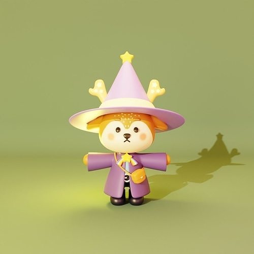 Cute Fantasy Deer Wizard Character 3D model | CGTrader