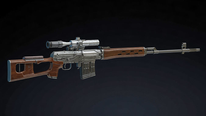 3D model Dragunov Sniper Rifle Low Poly Realistic VR / AR / low-poly ...