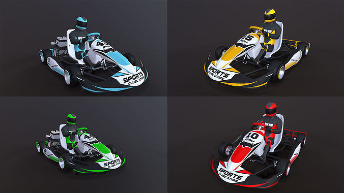 3D model 4LowPolyKartsWithPlayerPack1 go - kart racer VR / AR / low ...