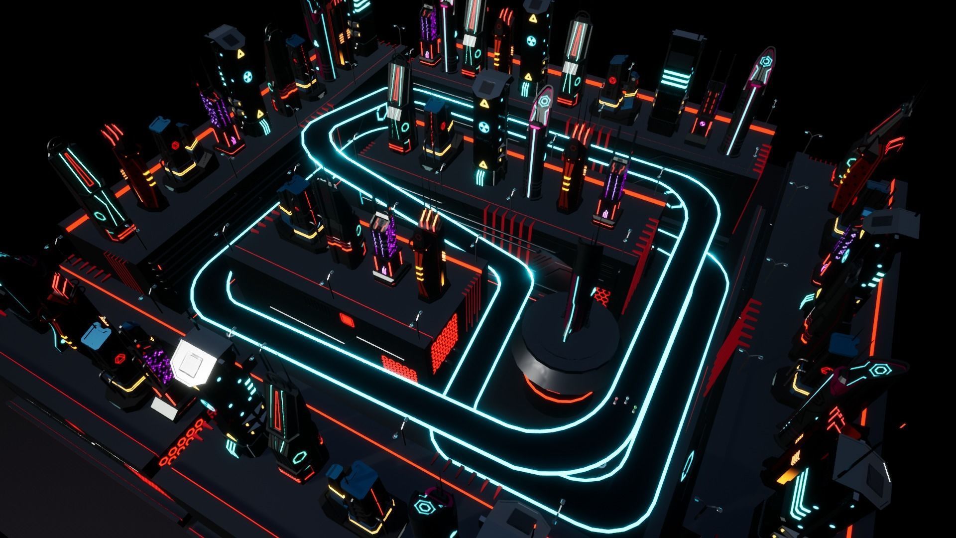 3D model Cyberpunk Race Town VR / AR / low-poly | CGTrader