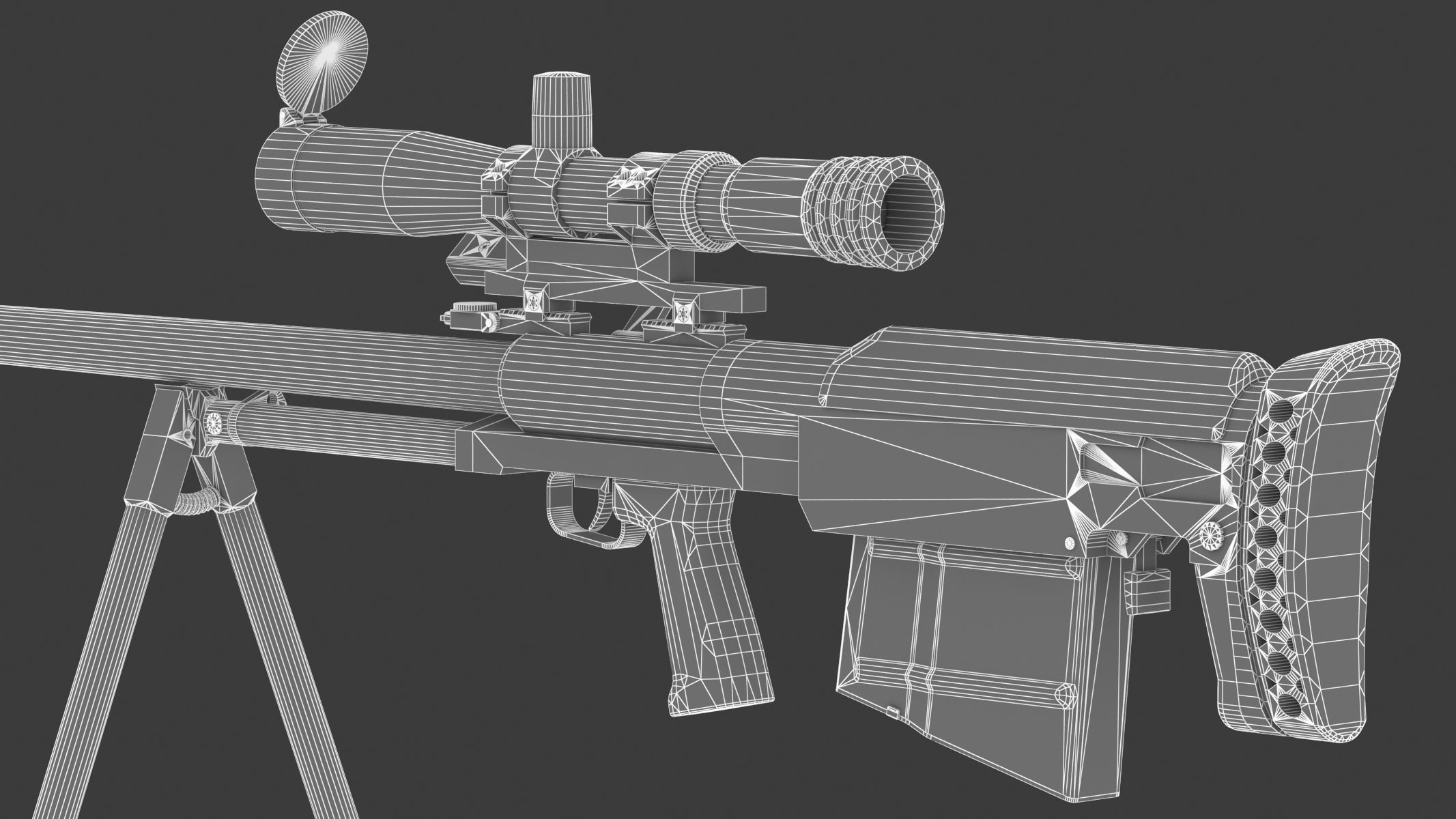 3D model KSVK Sniper Low Poly Realistic VR / AR / low-poly | CGTrader