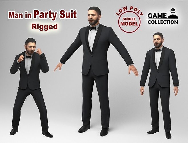 3D model Man in party suit VR / AR / low-poly | CGTrader