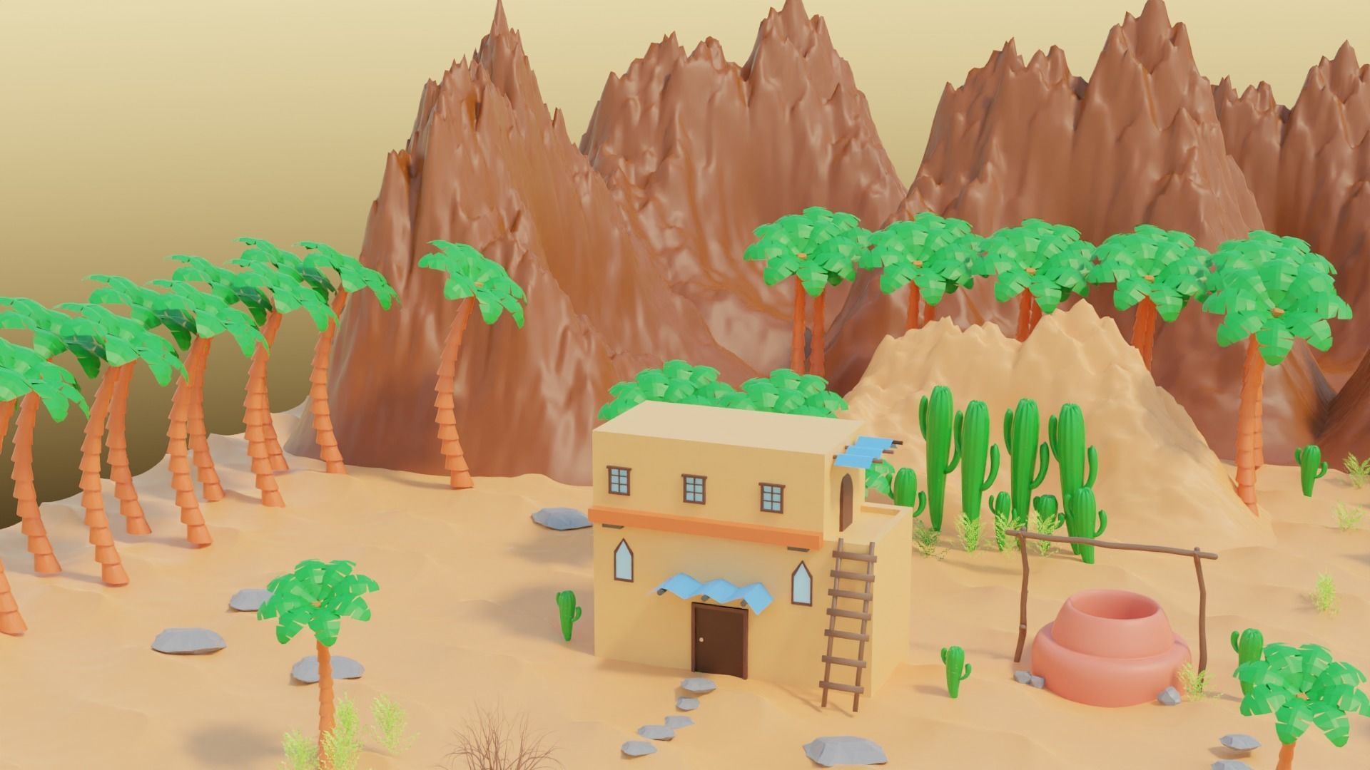 3D model low poly desert environnement VR / AR / low-poly | CGTrader