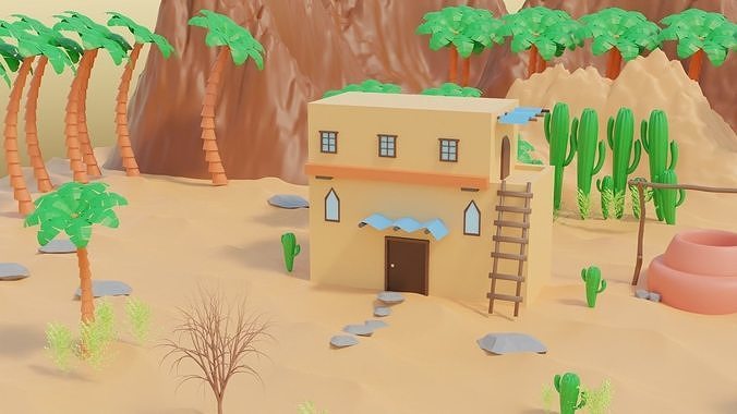 3D model low poly desert environnement VR / AR / low-poly | CGTrader