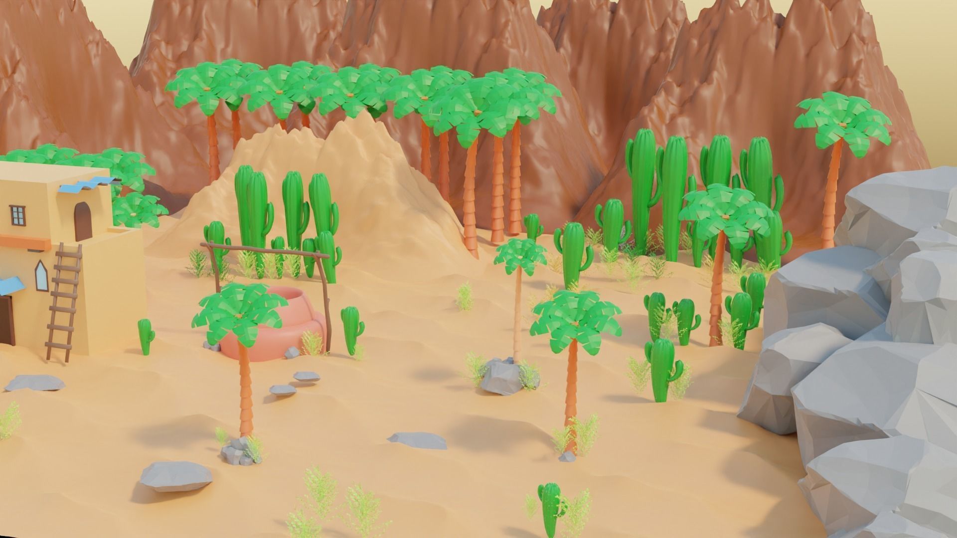 3D model low poly desert environnement VR / AR / low-poly | CGTrader
