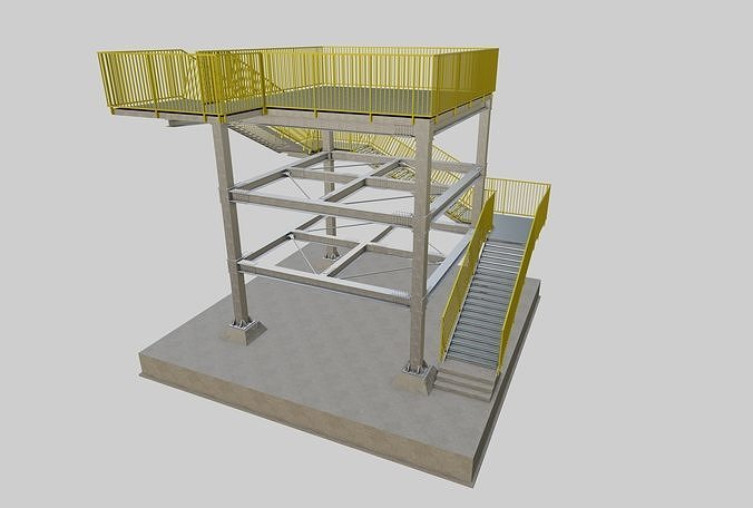 Steel Structure-Tsunami Evacuation Tower-Type-1 free 3D model | CGTrader