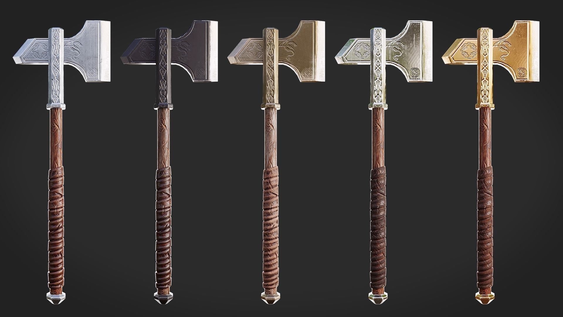 3D model Melee Weapon Vol2 - 05 5 colors HighPoly GameReady PBR VR / AR ...
