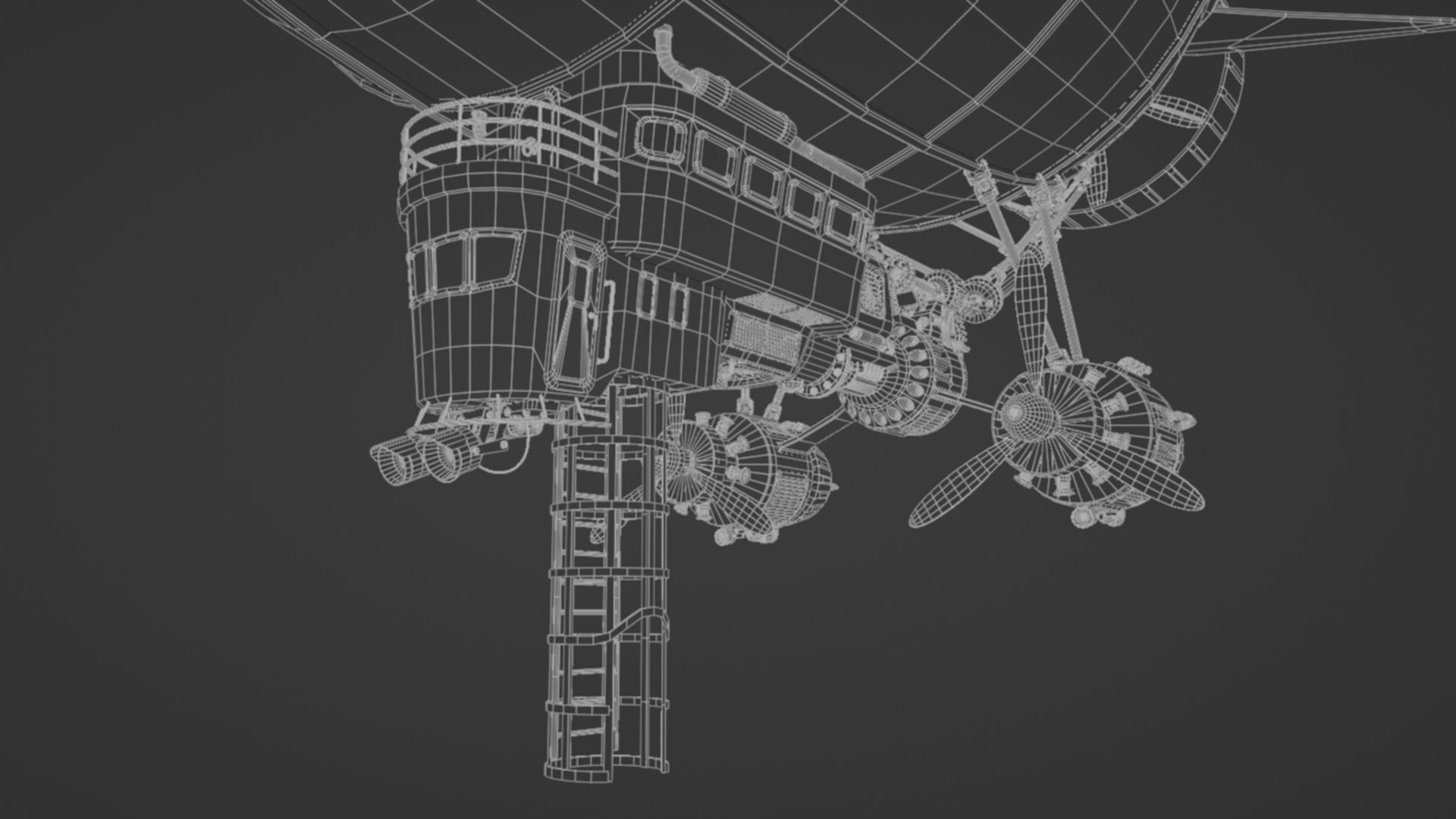 Low-Poly Airship steampunk hot air balloon 3D model | CGTrader