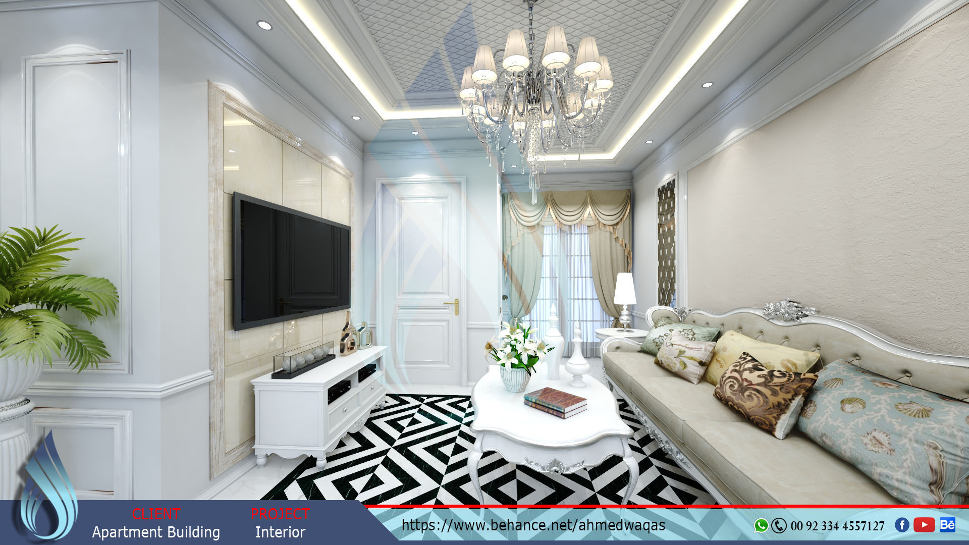 3D model Complete interior scene with V-Ray rendering setting VR / AR ...