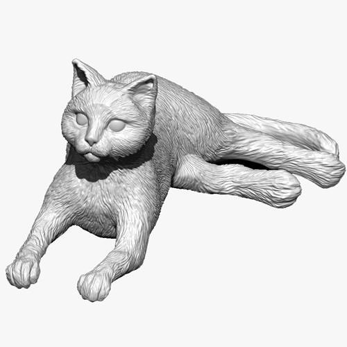 lying cat Zbrush Sculpt 3D modeling highpoly 3D model 3D printable ...