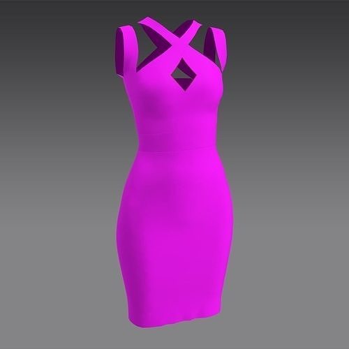 DRESS COLOR MAGENTA LOOK MODERN LOOK FASHION 3D model | CGTrader
