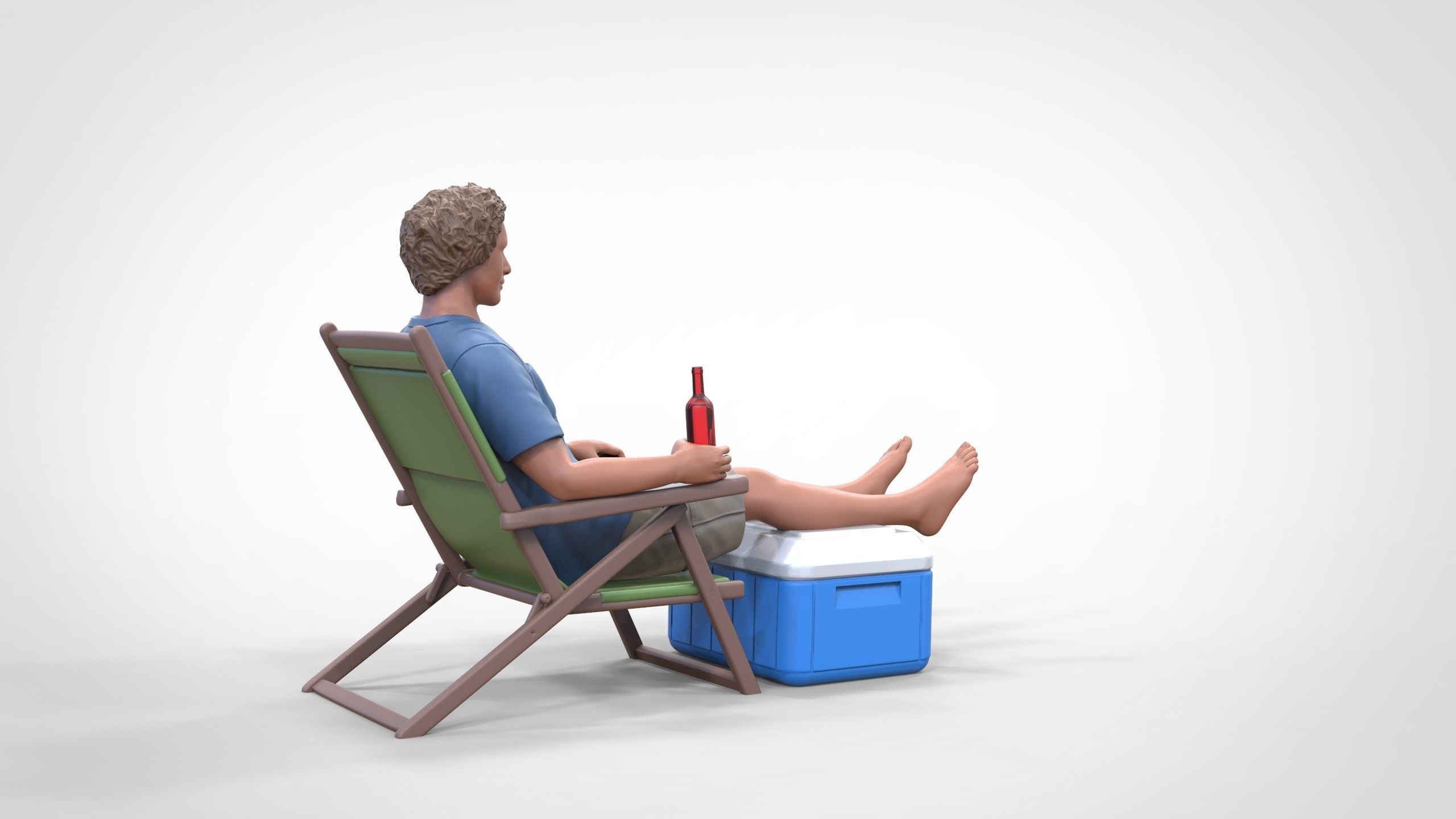 N1 Chillout guy with Armchair and umbrella 3D model 3D printable | CGTrader
