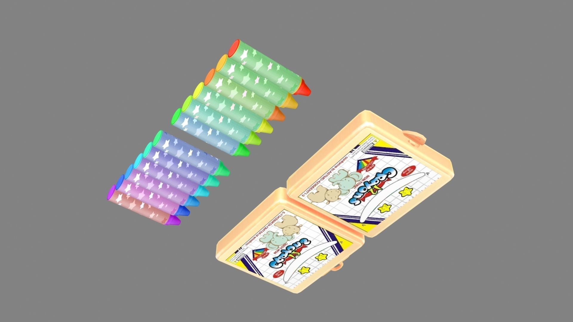 3D model cartoon crayons VR / AR / low-poly | CGTrader