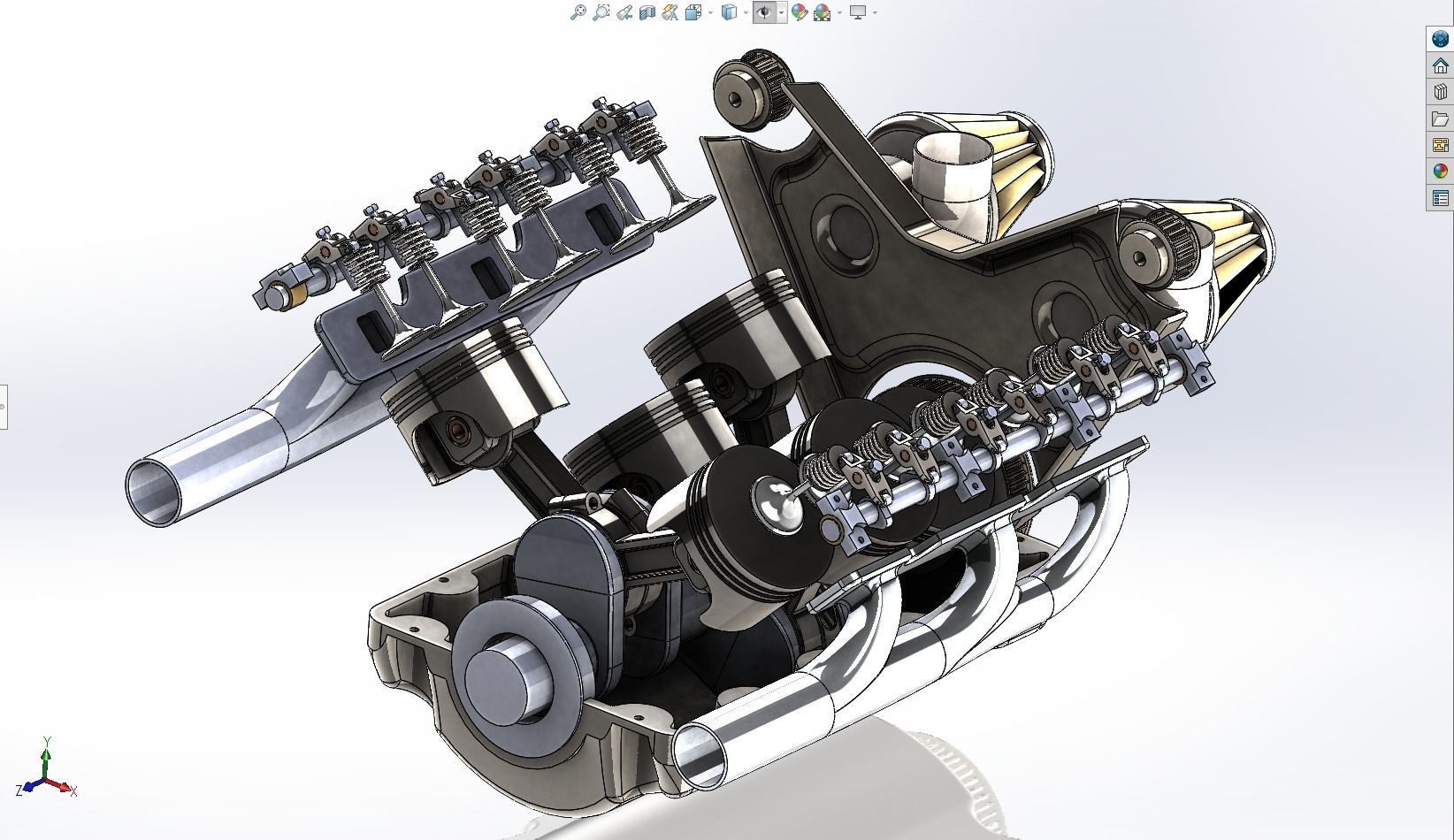 Car Engine V6 animated - solidworks 3D model animated rigged | CGTrader