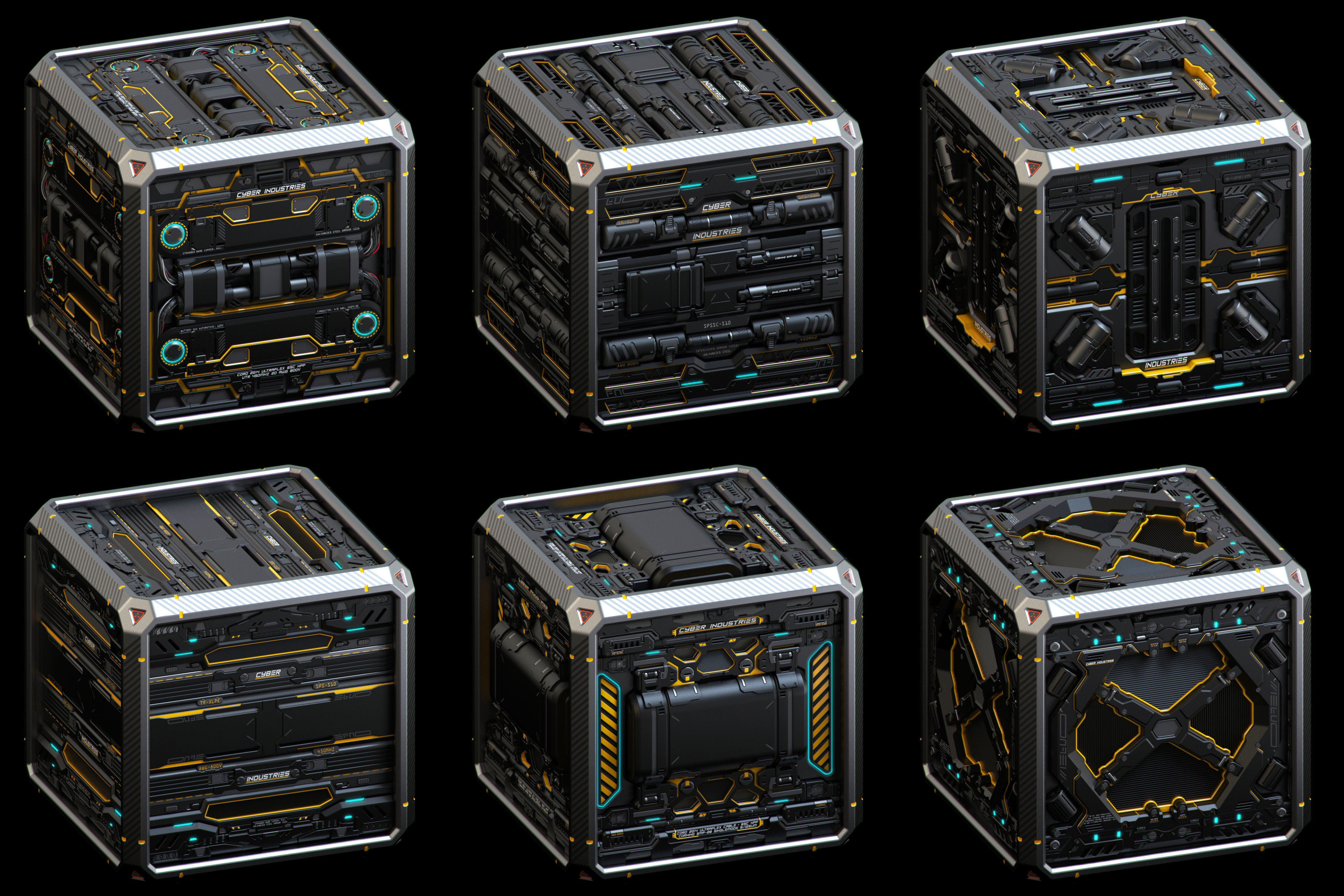 SciFi Crates set 3D model | CGTrader