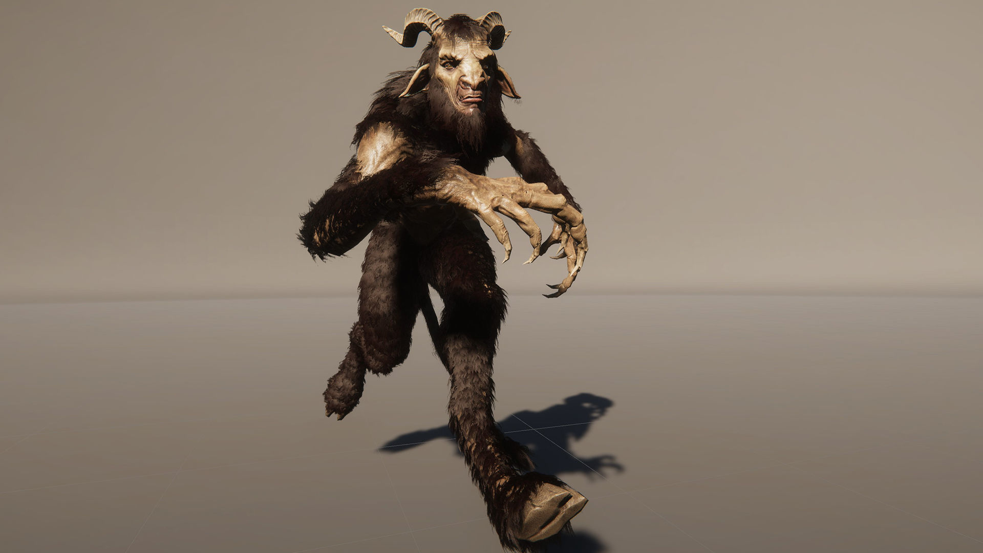 3D model Satyr creature with long hair and claws VR / AR / low-poly ...