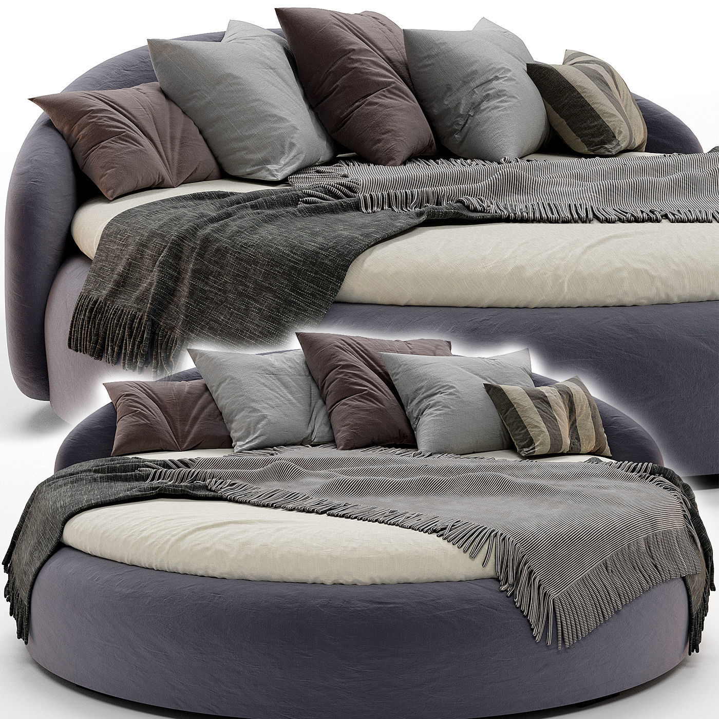 Upholstered Round Double Bed Ome 3D model | CGTrader