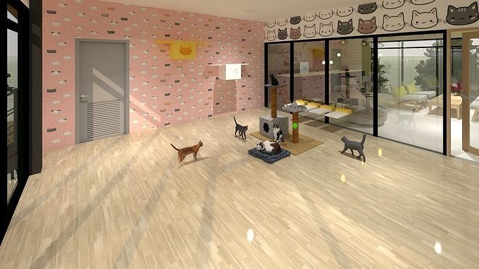 Cat cafe 3D model | CGTrader