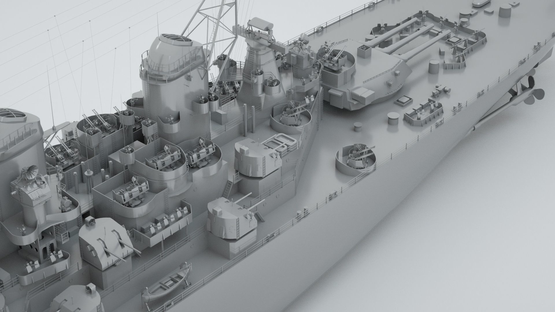 Iowa Class Battleship Missouri 3D model rigged | CGTrader
