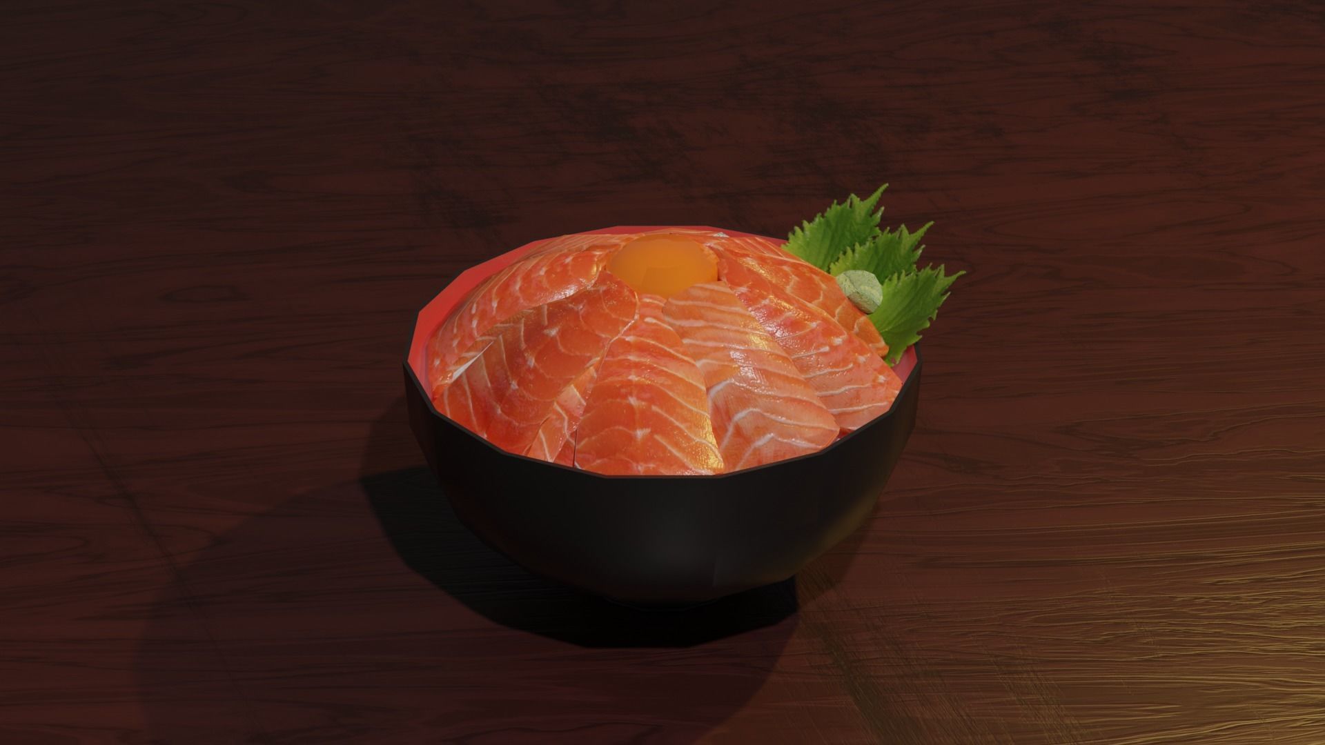 3D model salmon donburi lowpoly ready to use for game VR / AR / low ...