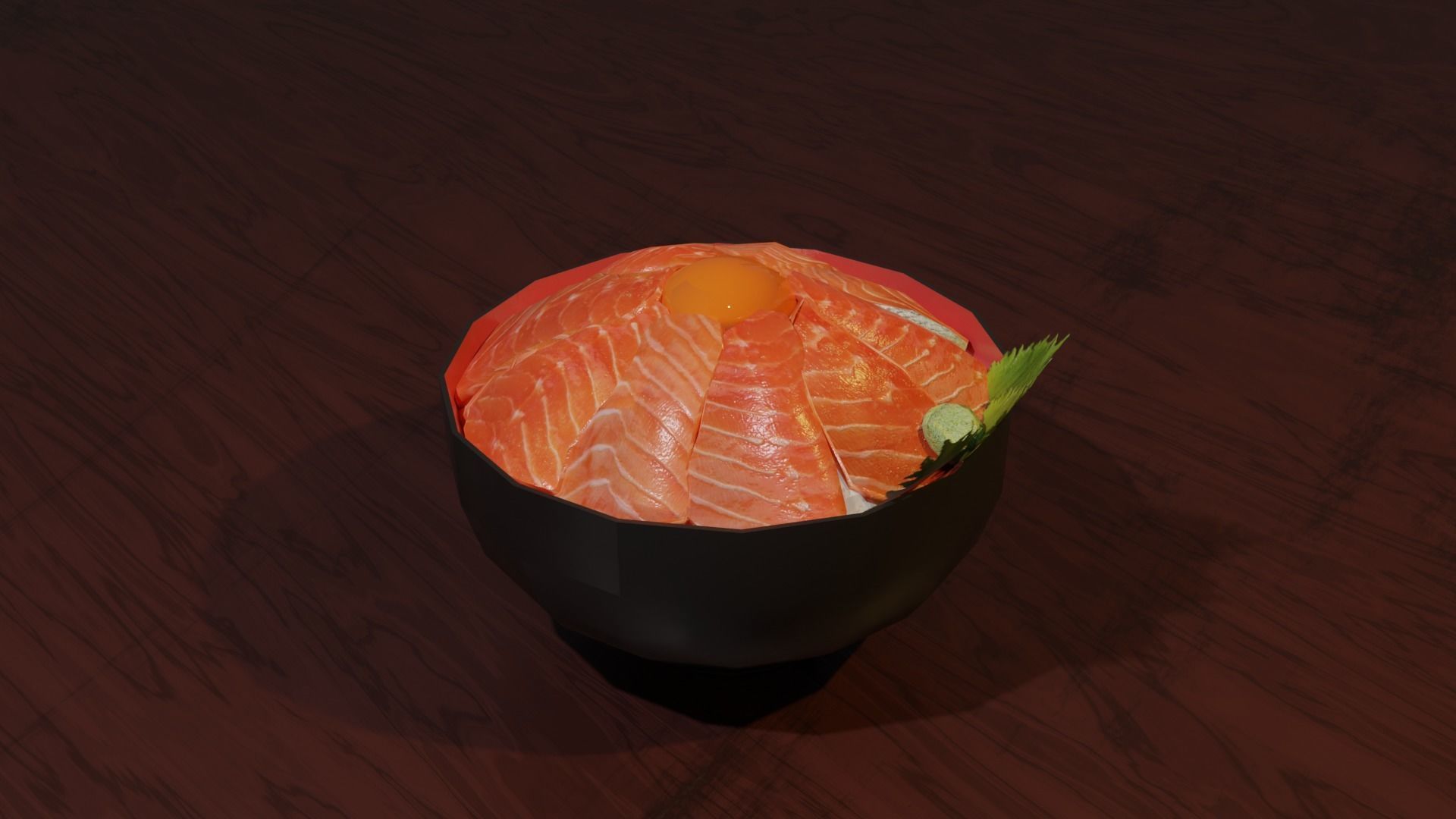3D model salmon donburi lowpoly ready to use for game VR / AR / low ...