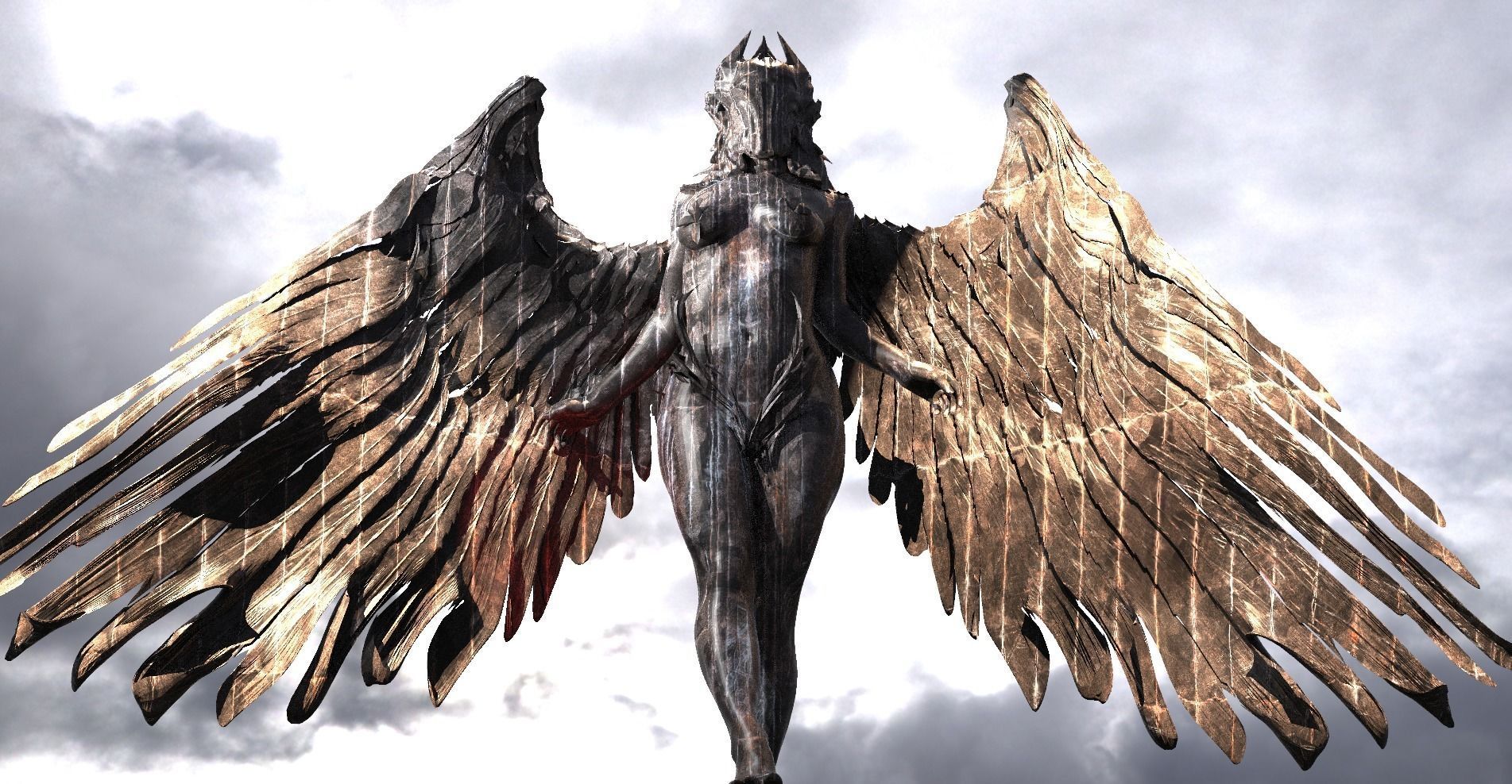 Valkyrie statue Winged 8 3D model | CGTrader