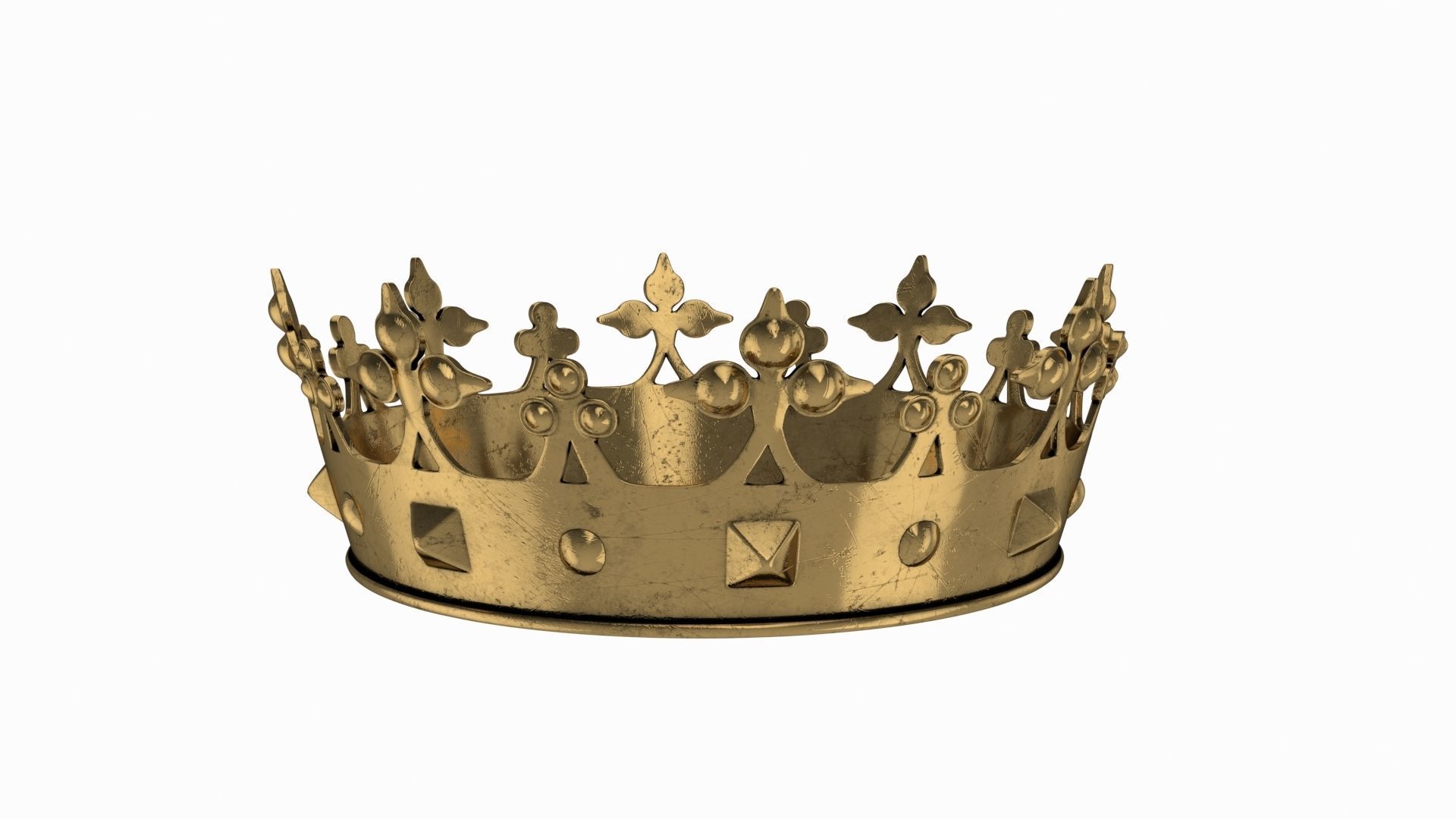Golden Scratched Crown 3D model | CGTrader