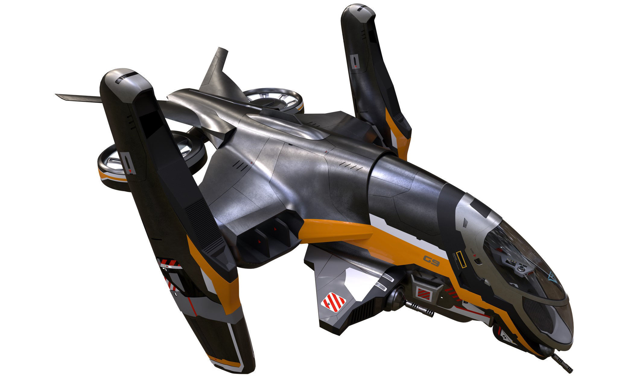 Sci-Fi Light Gunship G9 3D model | CGTrader