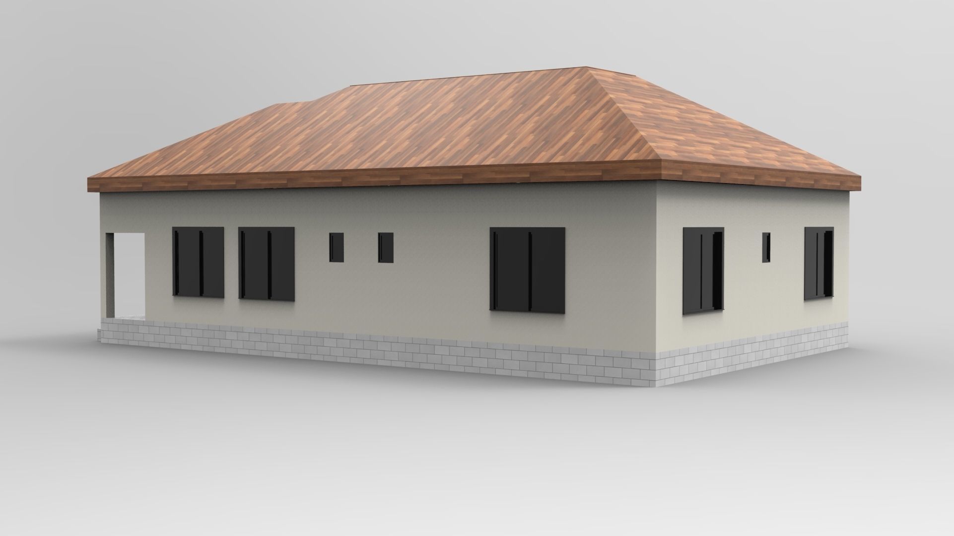 House Design - Single Story - Inclinde Roof 3D model | CGTrader