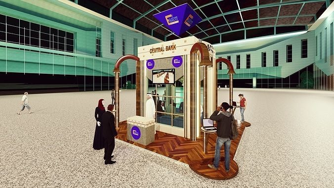 6x6 Banck Exhibition Booth Design 3D model | CGTrader