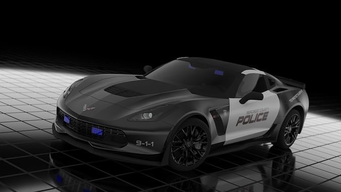 3D model Police Corvette C7 3d Model VR / AR / low-poly | CGTrader