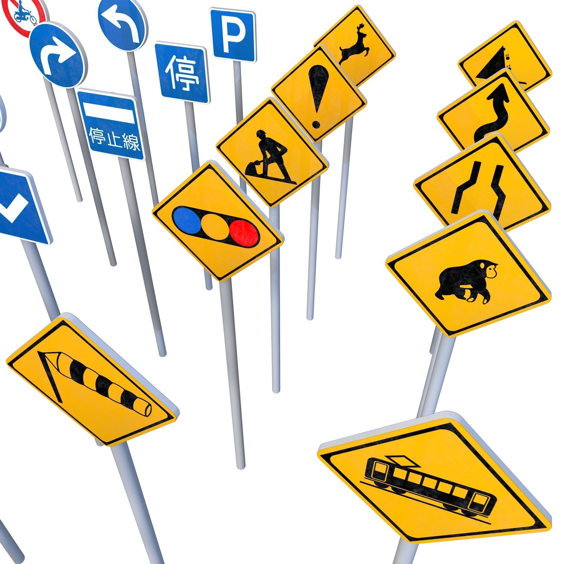3D model 60 Japanese Traffic Sign Ultimate Collection VR / AR / low ...