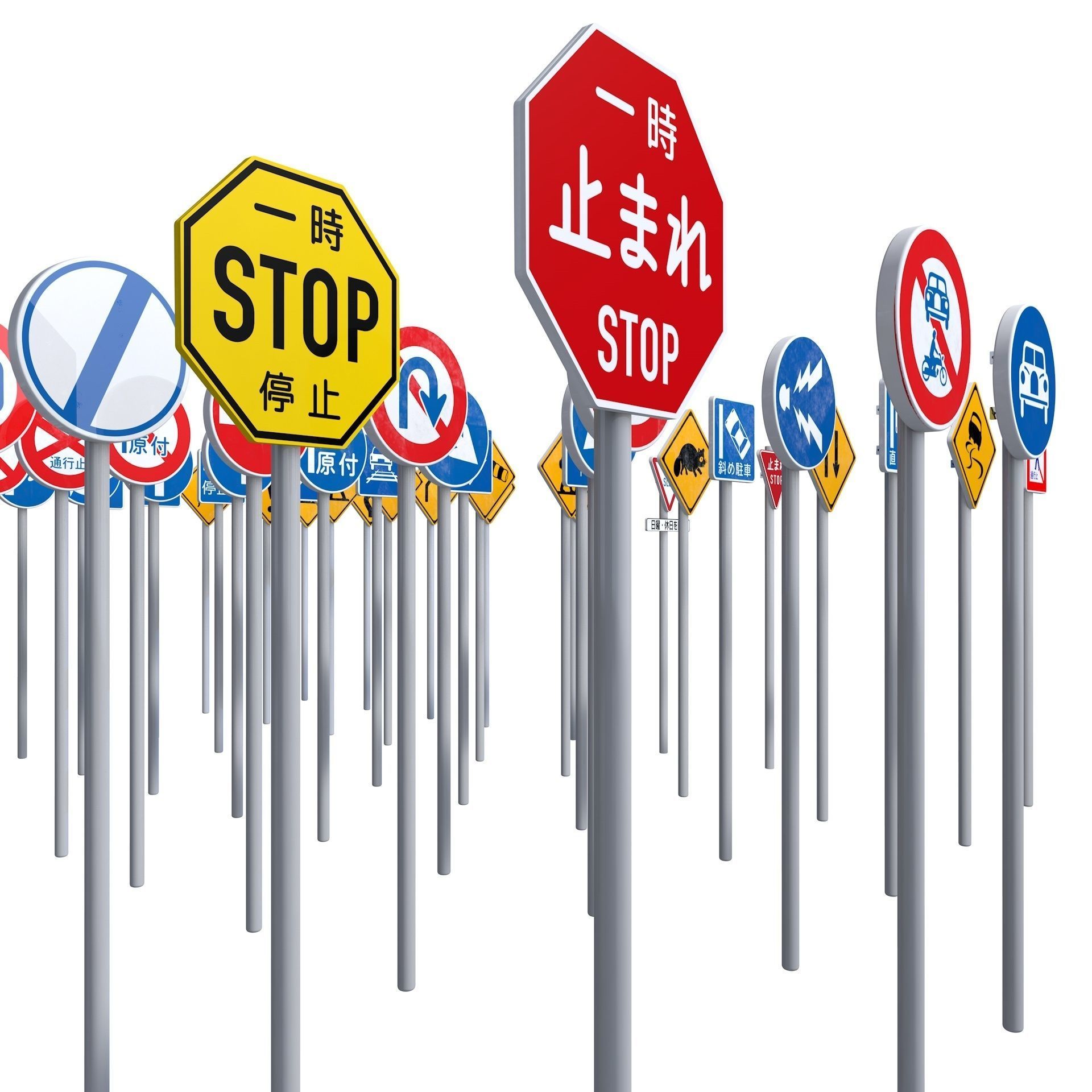 3D model 60 Japanese Traffic Sign Ultimate Collection VR / AR / low ...