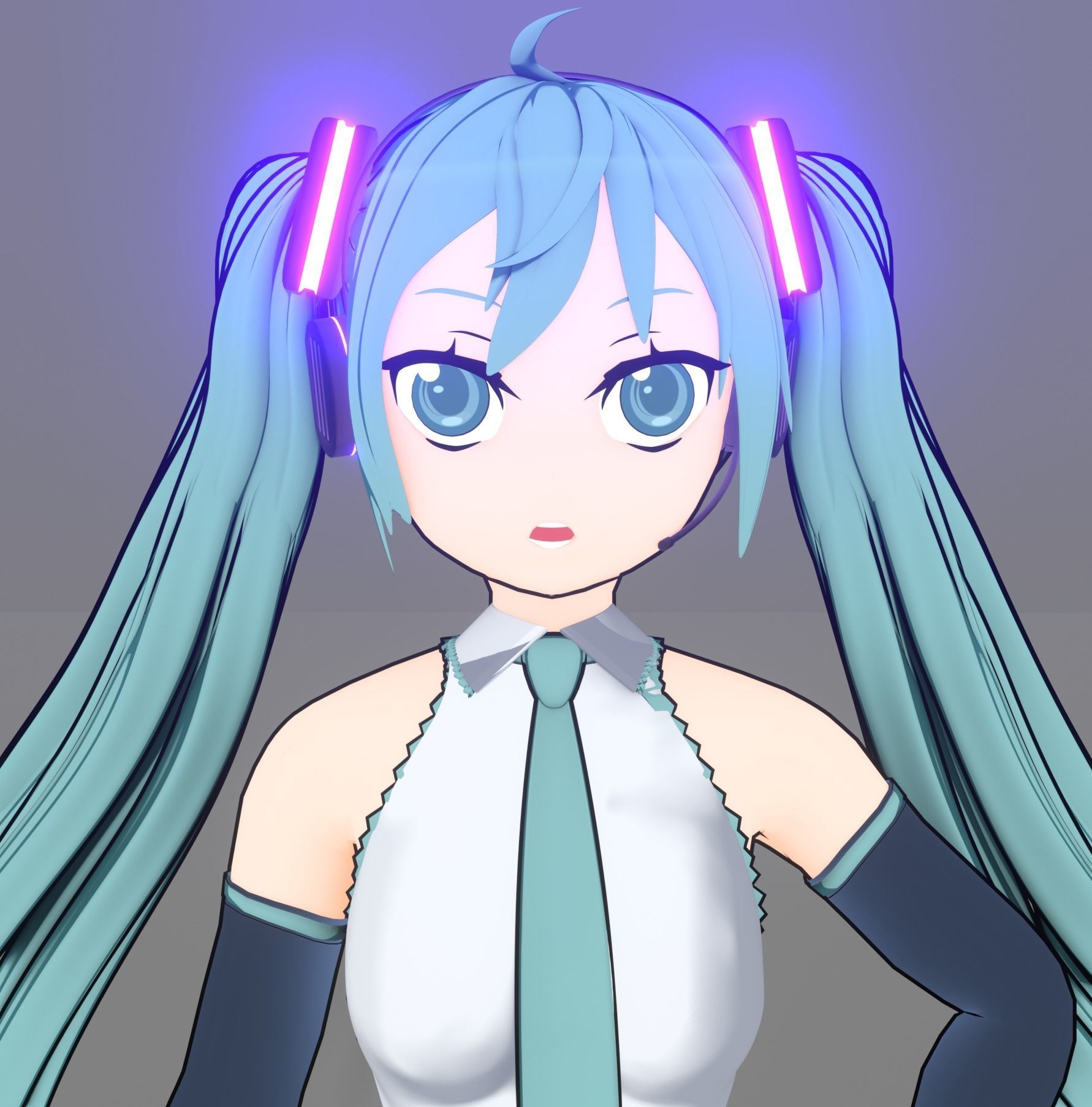 Hatsune miku 3D model rigged | CGTrader