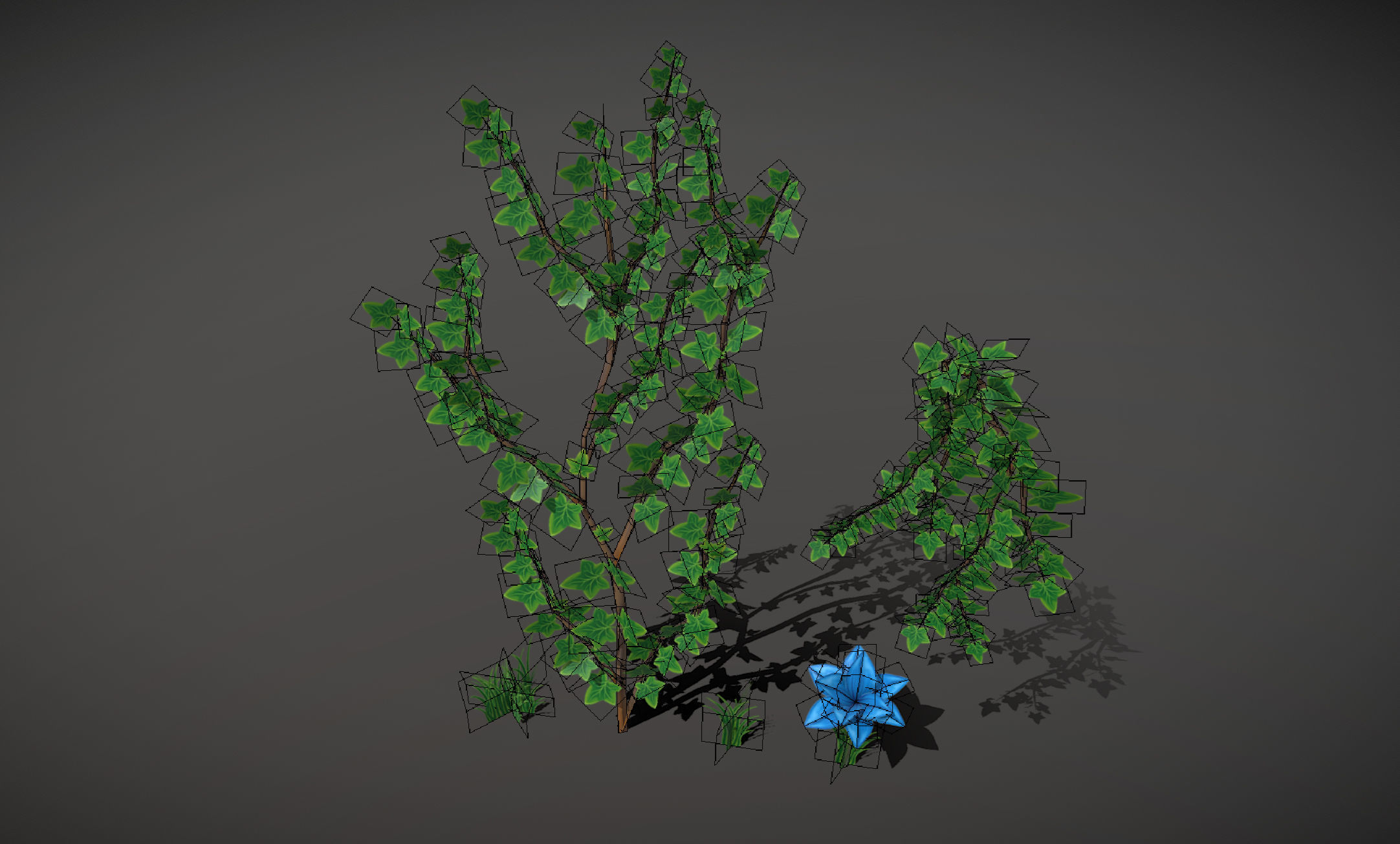 3D model Game asset of stylized lowpoly ivy grass and flower plants VR ...