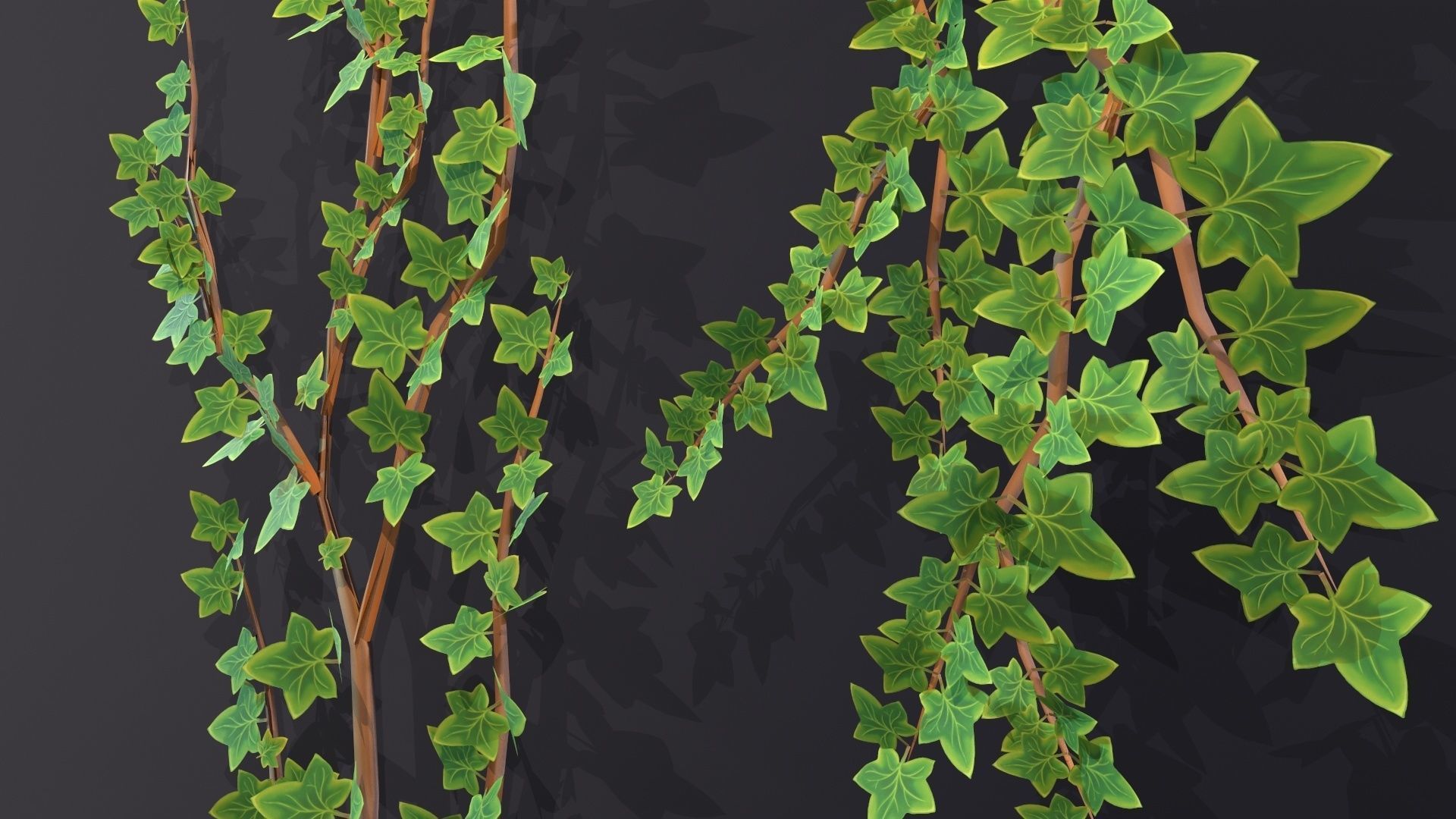 3D model Game asset of stylized lowpoly ivy grass and flower plants VR ...