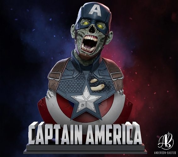 Captain America Zombie 3D model 3D printable | CGTrader